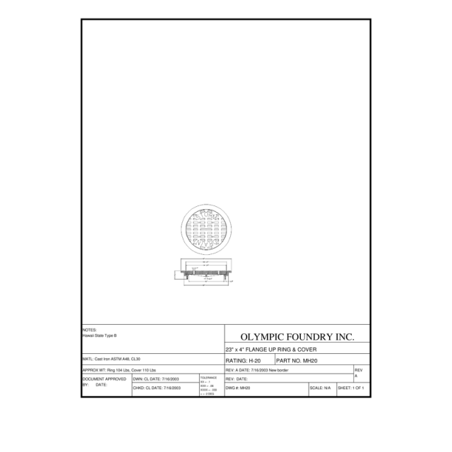 23" x 4" FLANGE UP RING & COVER | Standard Products Group